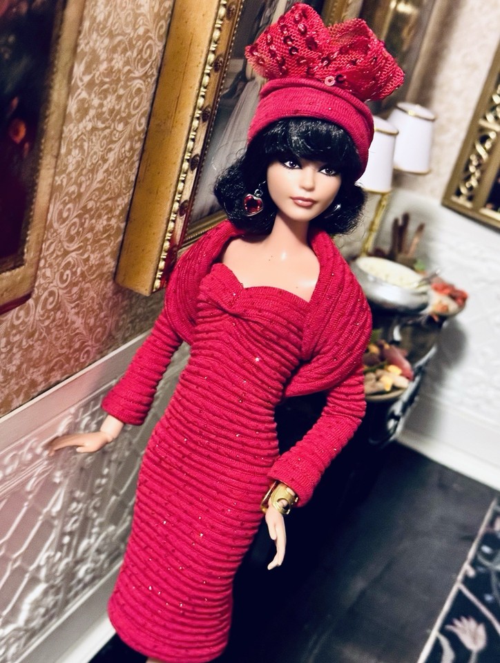 OOAK Fashion Doll Size Elegant Sparkling Ravishing Red Cocktail Dress ...