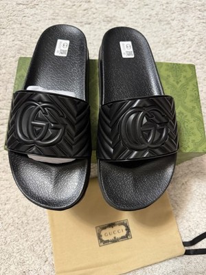 Men's Gucci locking G rubber pool slides size 8 made in Italy | eBay UK