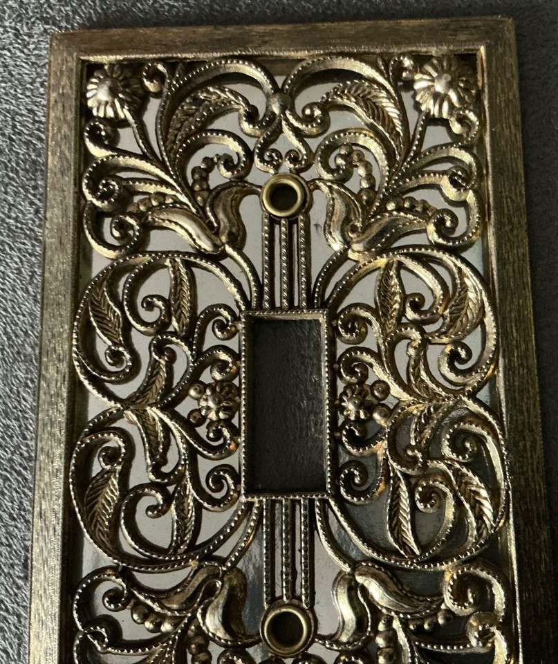 Vintage Filigree Light Switch Cover Plate Ornate Gold AmerTac | eBay