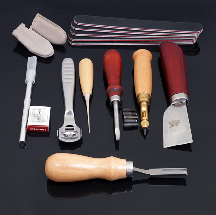 24pcs/set process kit leather punch engraving work saddle stitching ...