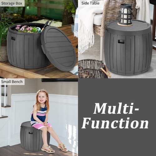 36 Gallon Round Deck Box Outdoor Storage Box for Patio Furniture ...