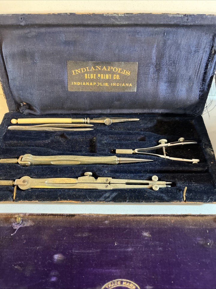 Vintage Drafting Set Tools Lot: Schoenner- Ind. Blue Print Co.- Keuffel ...