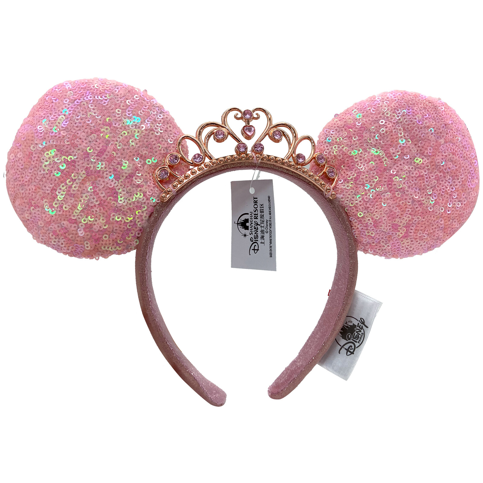 Disney Parks Minnie Mouse Pink Sequin Ears Tiara Princess Crown Peach ...