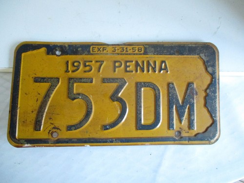 1957 Pennsylvania License Plate Tag 753DM - Picture 1 of 1
