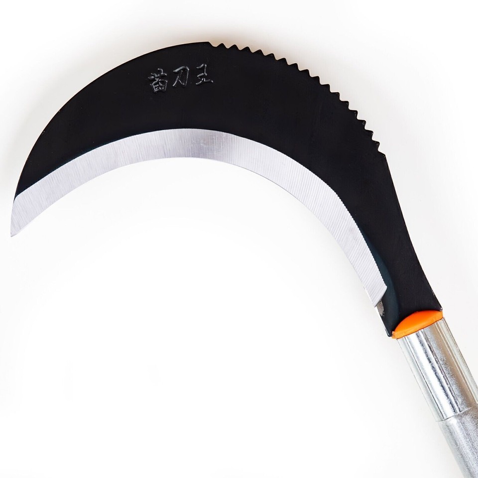 Curved Blade Hand Sickle with Spine Jimping & Textured Handle - Yard ...