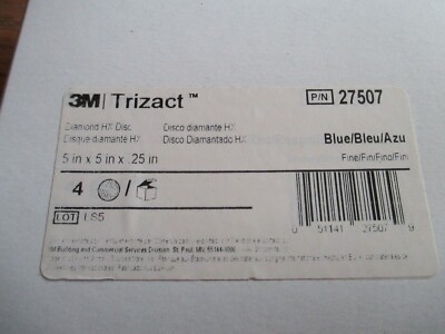 3M 27507 TRIZACT BOX OF 4 DIAMOND HX DISCS 5" BLUE FINE FLOOR POLISHING ...