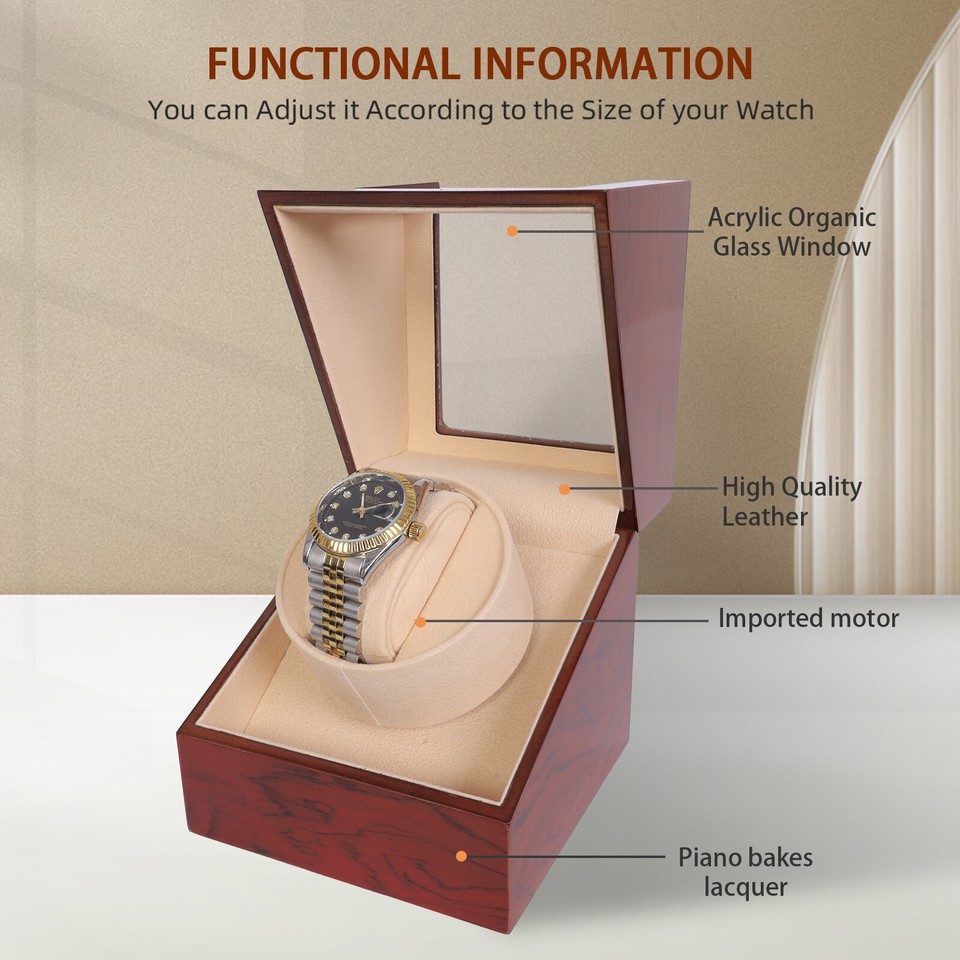 Automatic Watch Winder Box Single Storage Display Case Box Silent ...