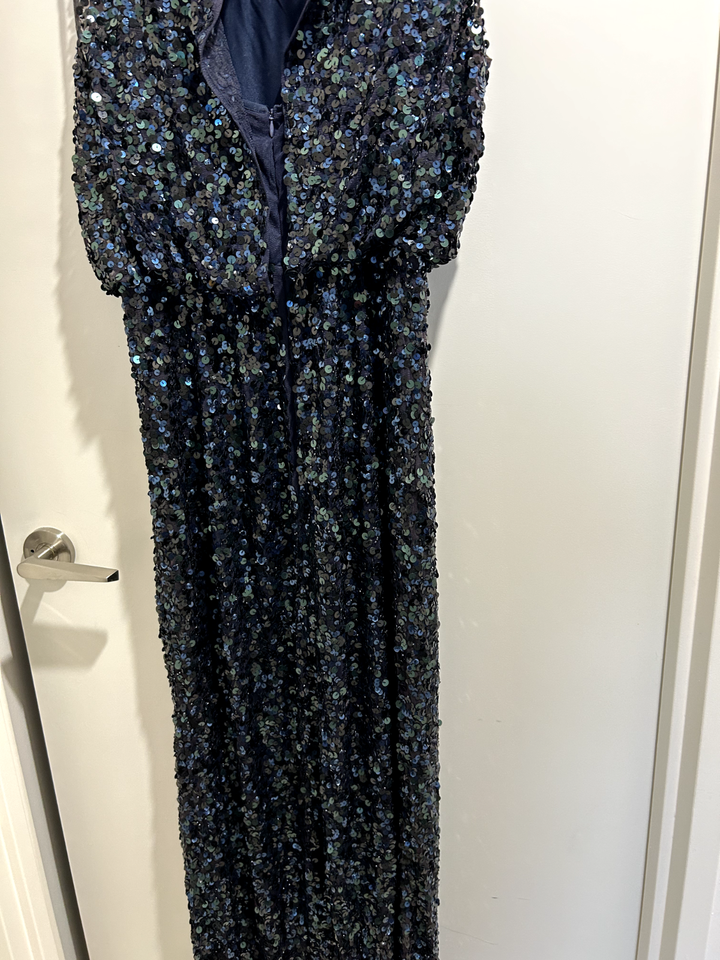 Montique Full Length Sequin Gown Size 18 Formal Evening Dress Blue ...