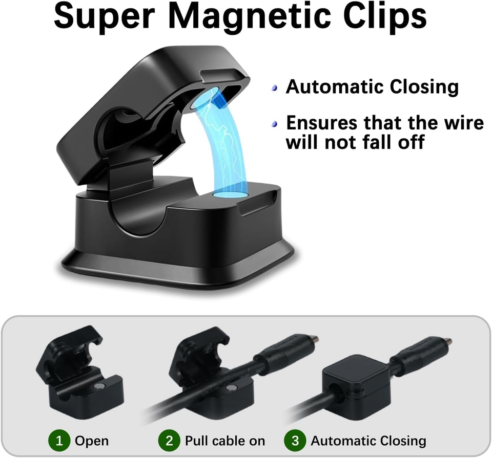 6+2 Pack Magnetic Cable Organizer - Adjustable Cord Holder for Desk ...