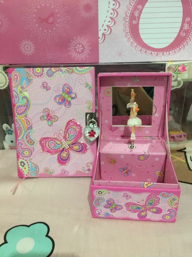 Girls Pink Diary Fancy Butterfly Lock 7" Secret Journal 2024 Christmas ...