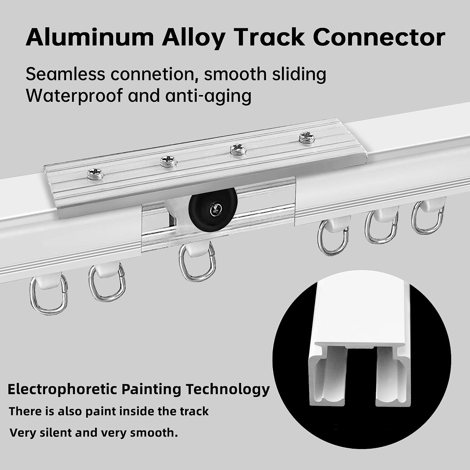 Aluminium Curtain Rail Track Set Brackets Sliders Shower Rod Ceiling ...