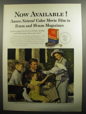 1951 Ansco Movie Film Ad - Now available! Ansco natural color movie ...