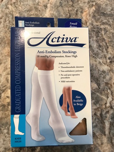Activa Anti-Embolism Stockings, 18 mmHg, Knee, Small, Beige, H50401 ...