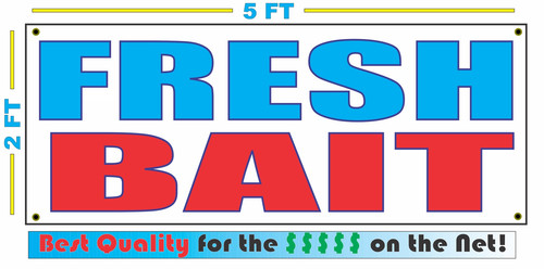 FRESH BAIT Banner Sign NEW Larger Size Best Quality for the $$$ Fishing ...