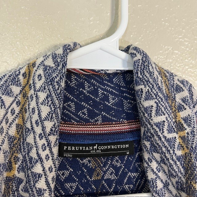 Peruvian Connection Turkoman Open Long Cardigan Medium Geometric Boho ...