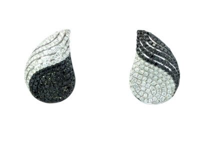 6.04CT Pave-Set White and Black Lab-Created Diamonds Teardrop Stud ...