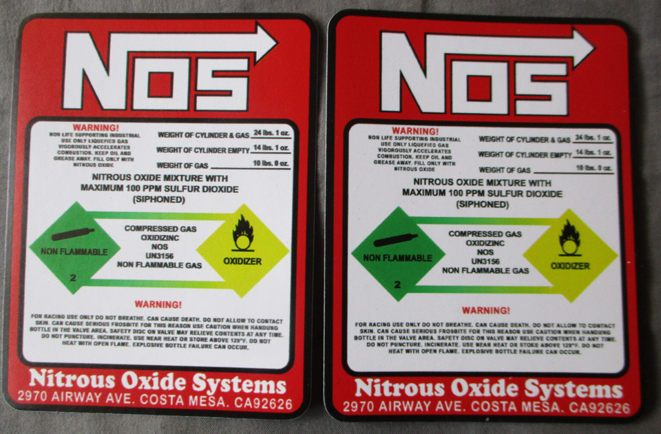 2X NOS Nitrous Oxide Racing Label Decals Stickers FREE SHIPPING | eBay