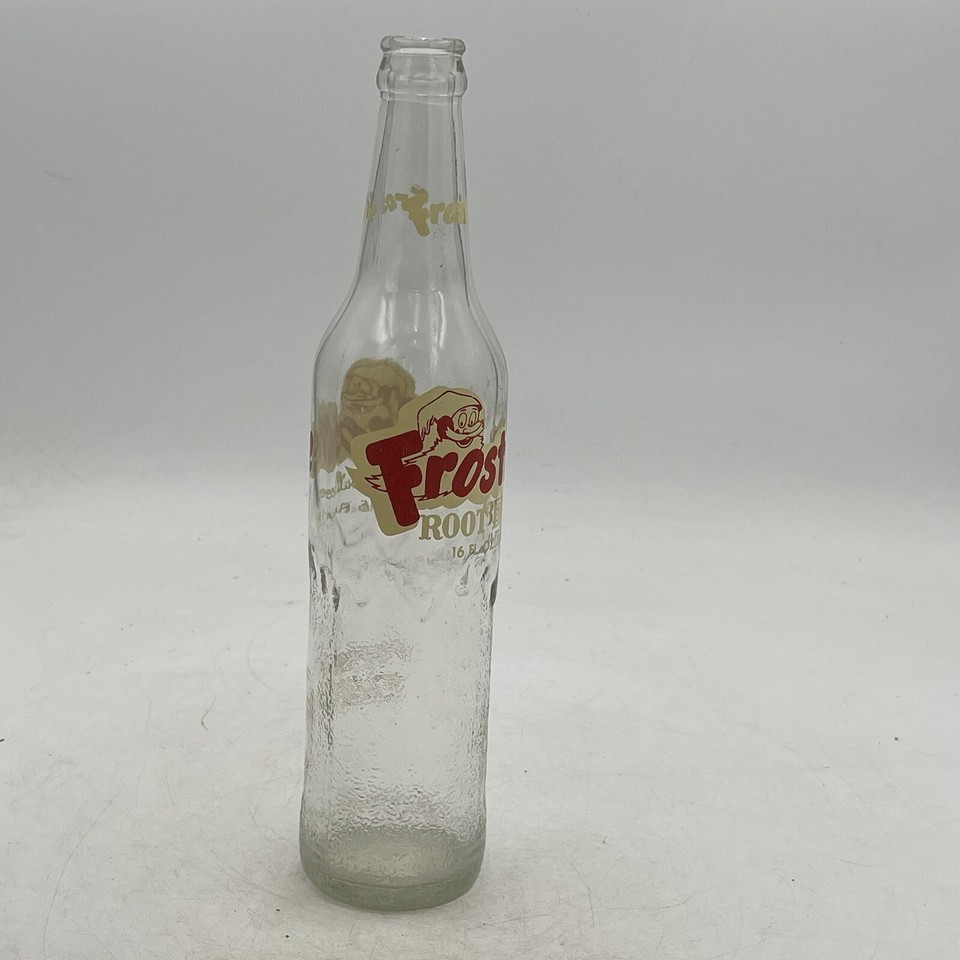 Vintage Frostie Root Beer Soda Bottle Older Graphics Old Man Frostie ...