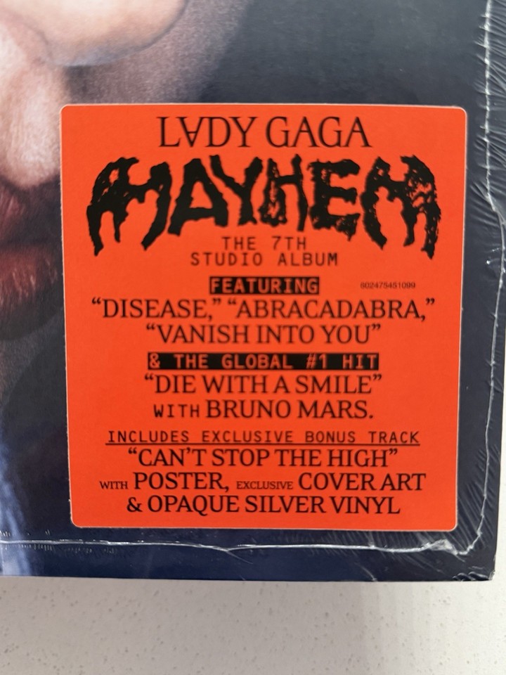 Lady Gaga MAYHEM Opaque Silver Vinyl + Exclusive Cover, Poster & Bonus ...