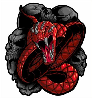 Rouge Serpent Poison Viper Fang Stickers Autocollants Set De 2 Laminé ...