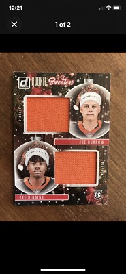 Joe Burrow Tee Higgins RC 2020 Donruss Rookie Sweaters Dual Football ...