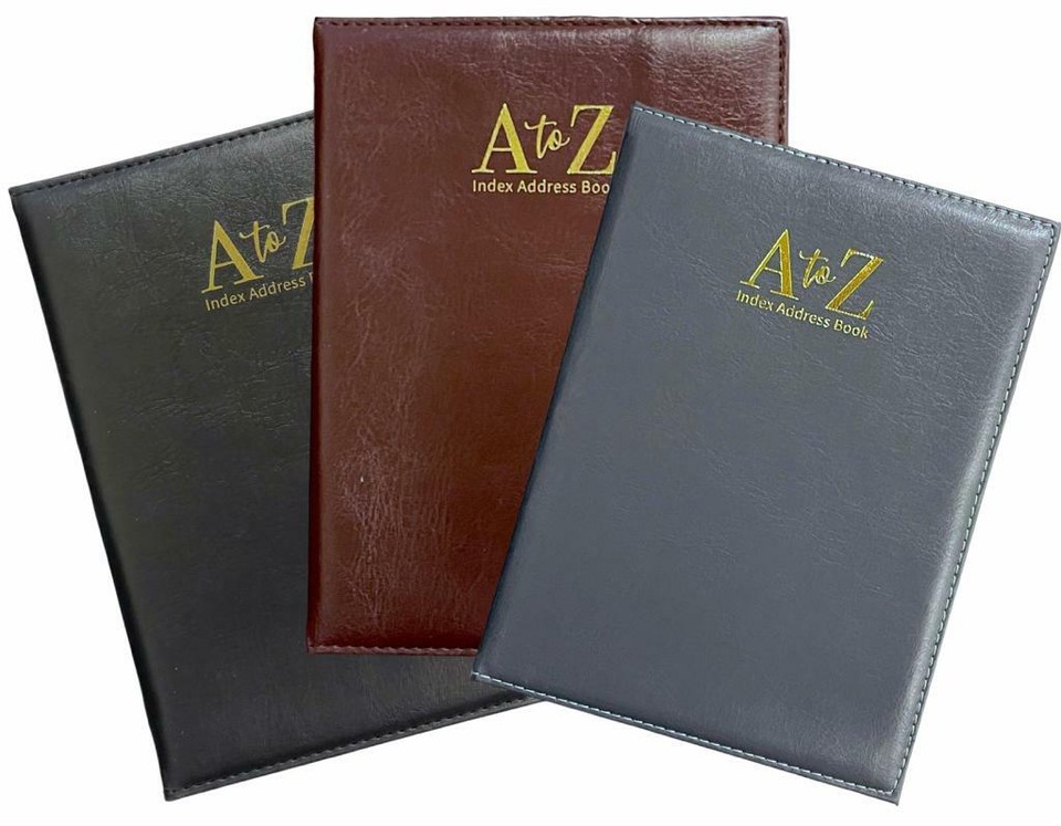 Index Address Book Leather Look Cover Executive Padded 4 Sizes Notebook ...