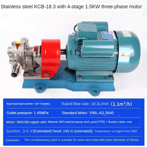 Stainless Steel: KCB-18.3 1.5KW Gear Pumps High Pressure Hydraulic Oil ...
