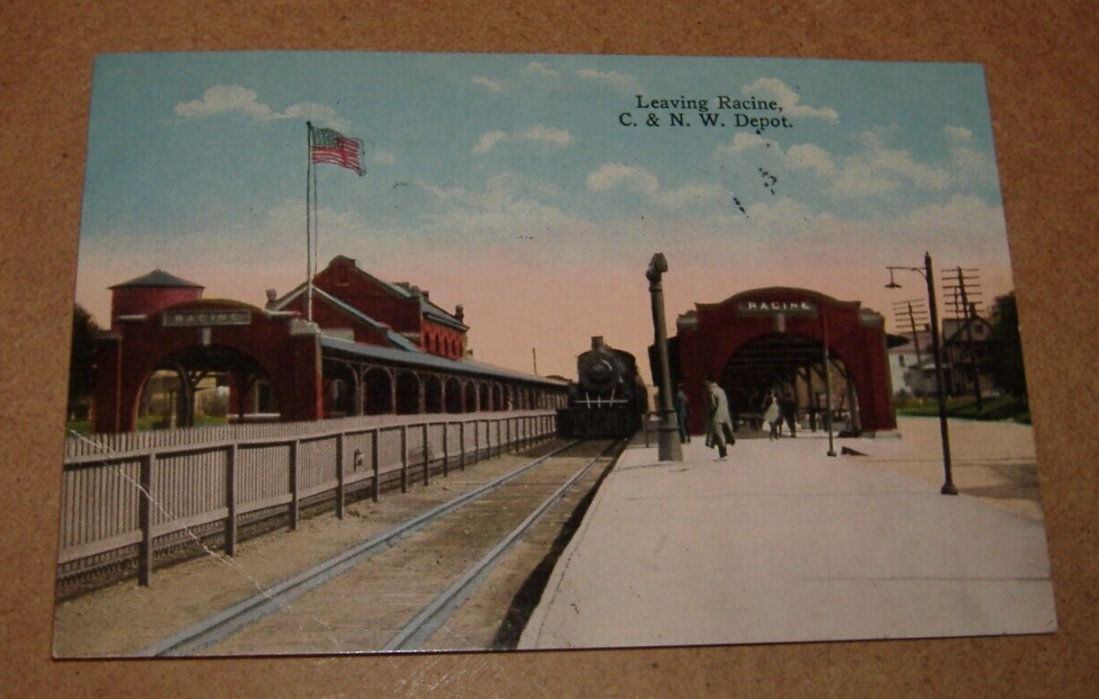 c1910 Train Depot Railroad Station Racine Wisconsin Postcard WI | eBay