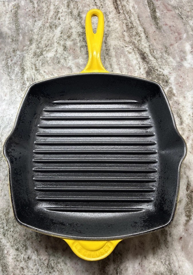 Le Creuset #26 Square GRILL Pan/Skillet Yellow Cast Iron 10” L45 | eBay