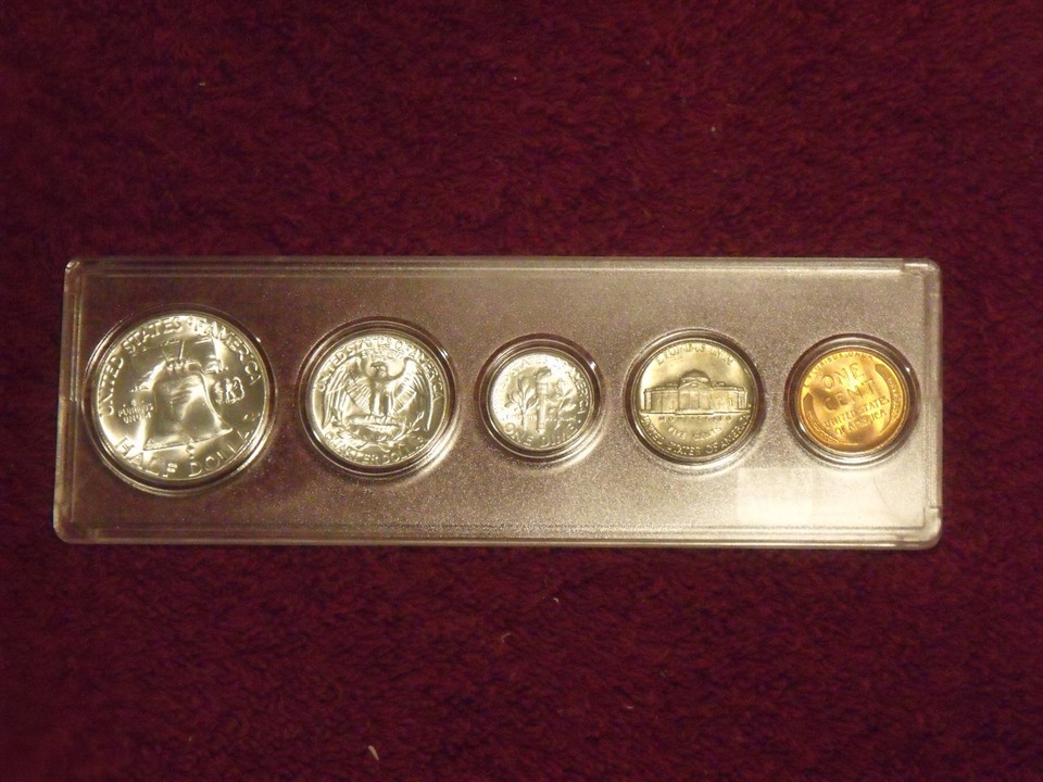 SILVER 1955 Mint/ Birth Year Set Brilliant Uncirculated w/Franklin half ...
