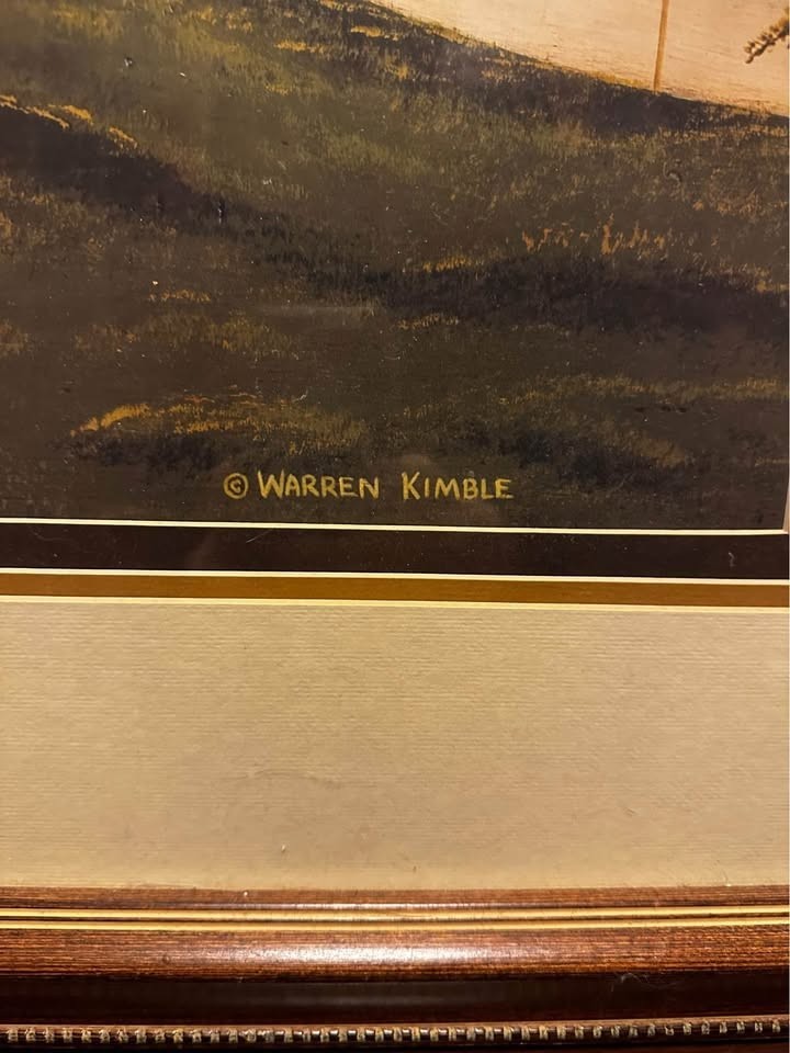 Warren Kimble “House with Flag” Framed Print Americana Folk Art 28x34 ...