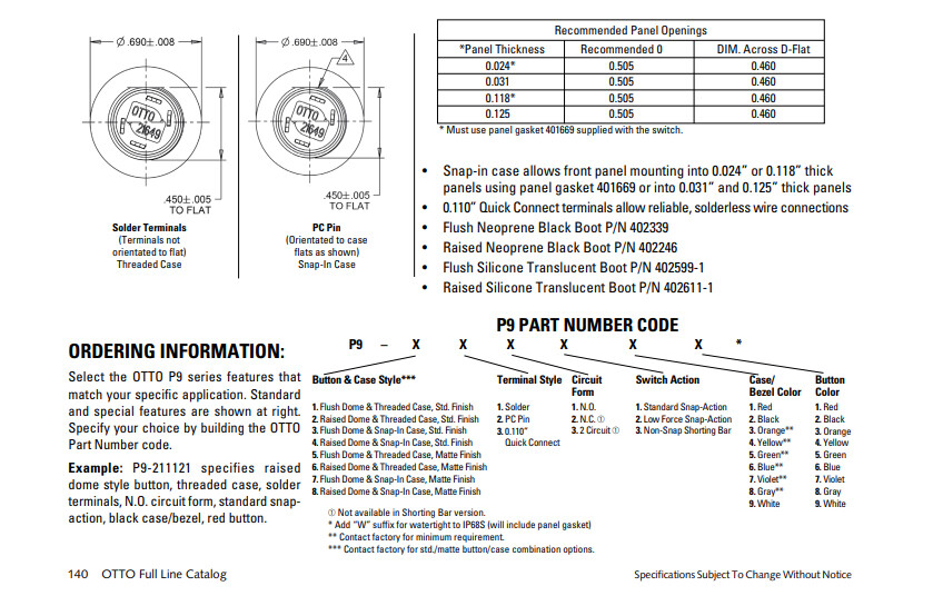 QTY:1 NEW For OTTO 21649 2 pins Waterproof reset button switch 12MM | eBay