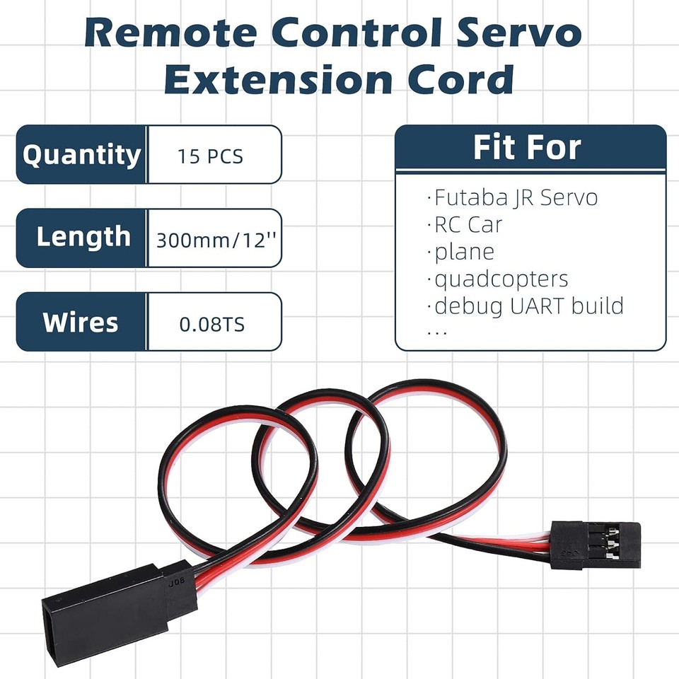 10 pc 300MM Servo Extension Male to Female Lead Wire Cable For RC ...