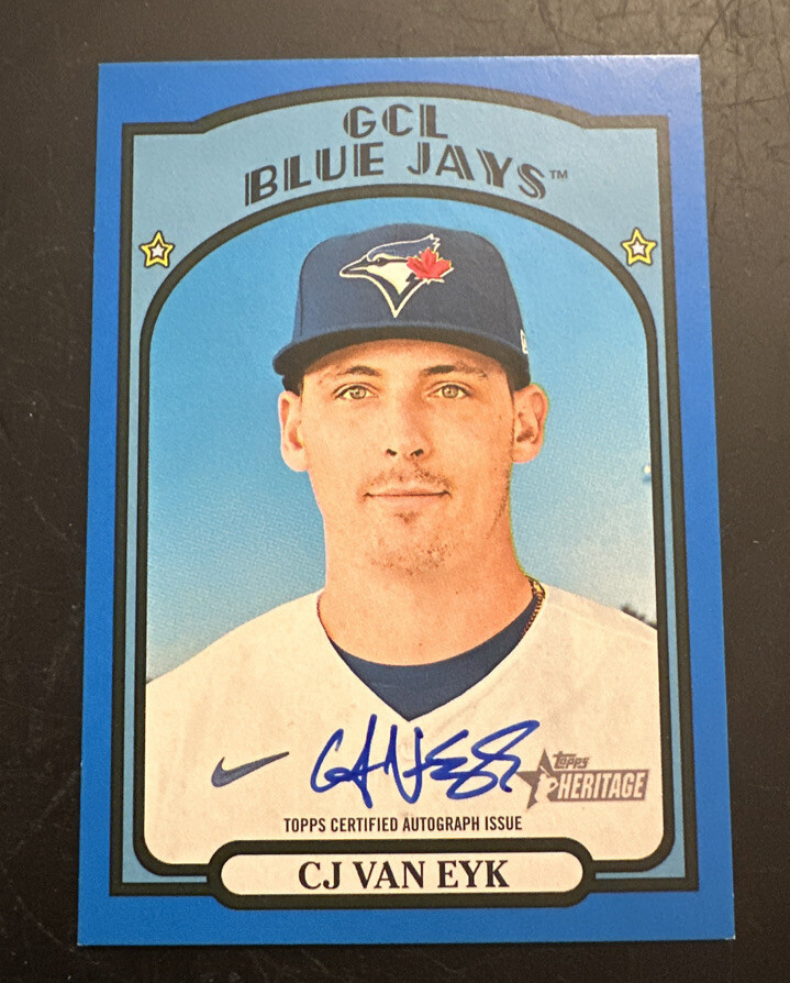 2021 Topps Heritage CJ Van Eyk Blue Auto #12/25 Blue Jays | eBay