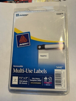 Avery Removable Multi-Use Labels 1 1/2" x 3" White 150/Pack #5440 - BN ...