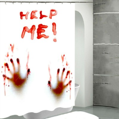 Halloween Horror Bloody Bathroom Shower Curtains Bathtub Waterproof ...