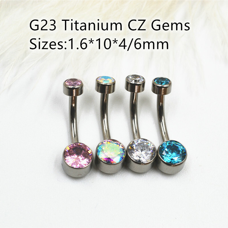 10pc 14Gx10x4/6mm G23 Titanium Smart Navel Piercing Belly Ring Button ...