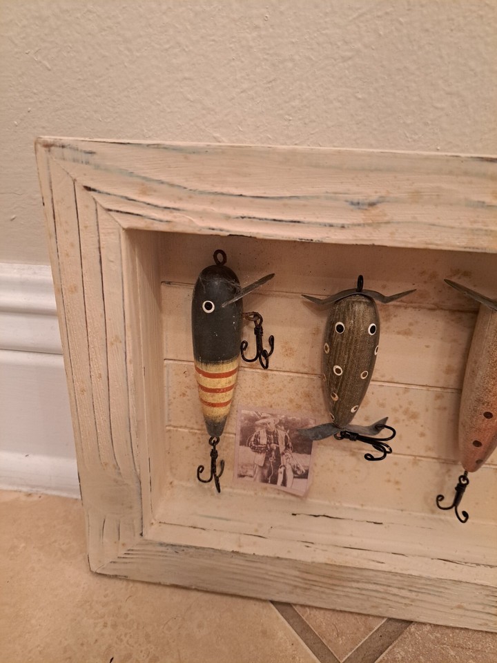 fishing lure display box wooden vintage Picture frame decorative ...