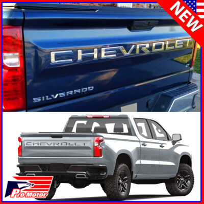 For 2019 - 2022 Chevrolet Silverado Chrome Tailgate Insert Letters 3D ...