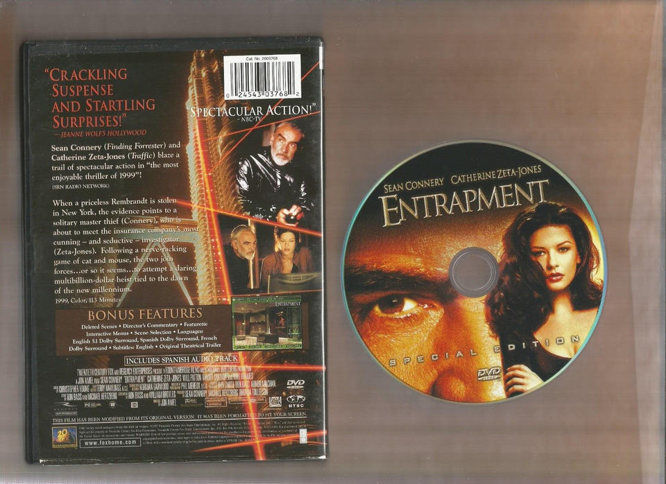 Entrapment (DVD, 2000, Special Edition, FULL SCREEN) ~ Sean Connery ...