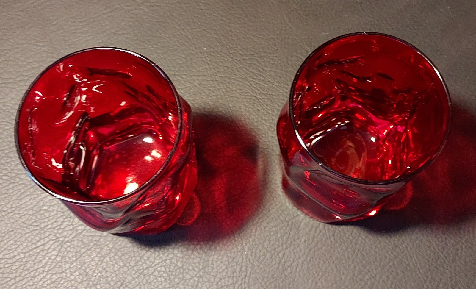 Ruby Red Glass Indented Dimple Pinched small Tumbler Glass 4-1/4 ...