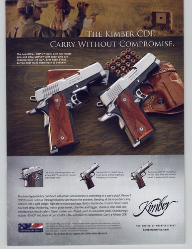 2012 Kimber Ultra CDP II .45 ACP Handgun Magazine Print Ad Gun Poster ...