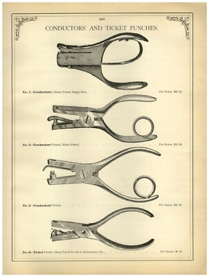 1902 PAPER AD Railroad Railway Conductor's Ticket Punch Nickel Plated ...