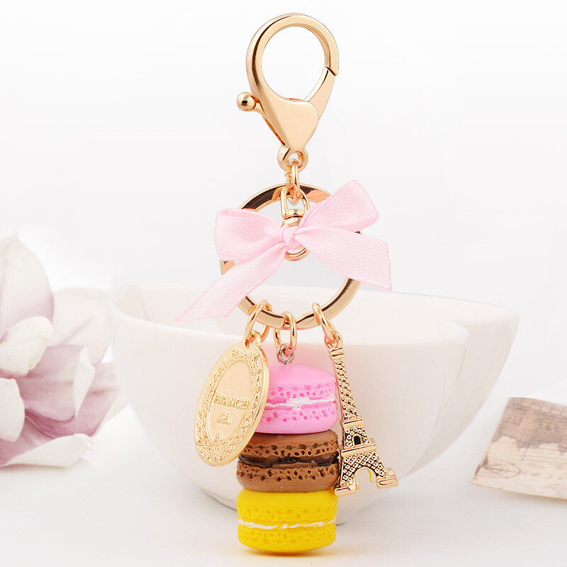 Macaron Cake Dessert Beads Keychain Women/Girl's Handbag Pendant Key ...