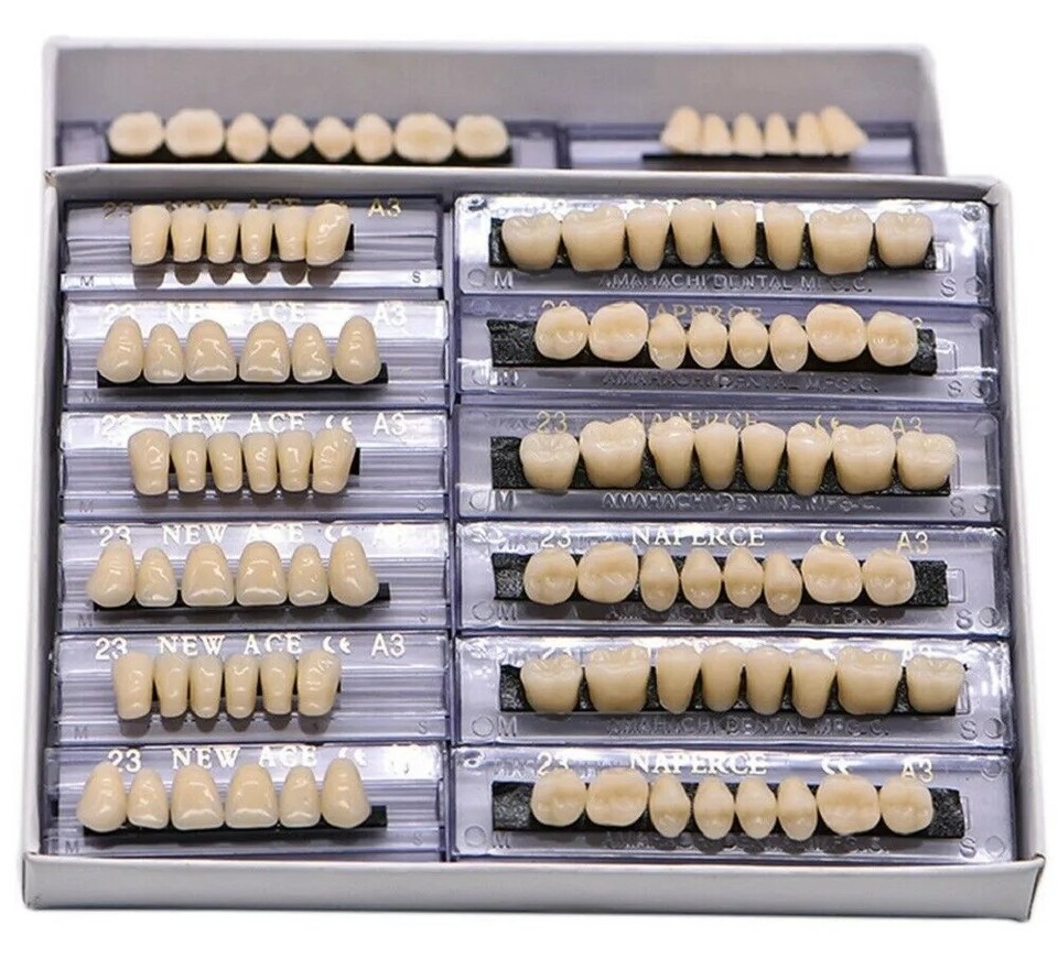 168PCS Acrylic Resin Denture Dental Upper Lower Shade A1 A2 A3 Teeth ...