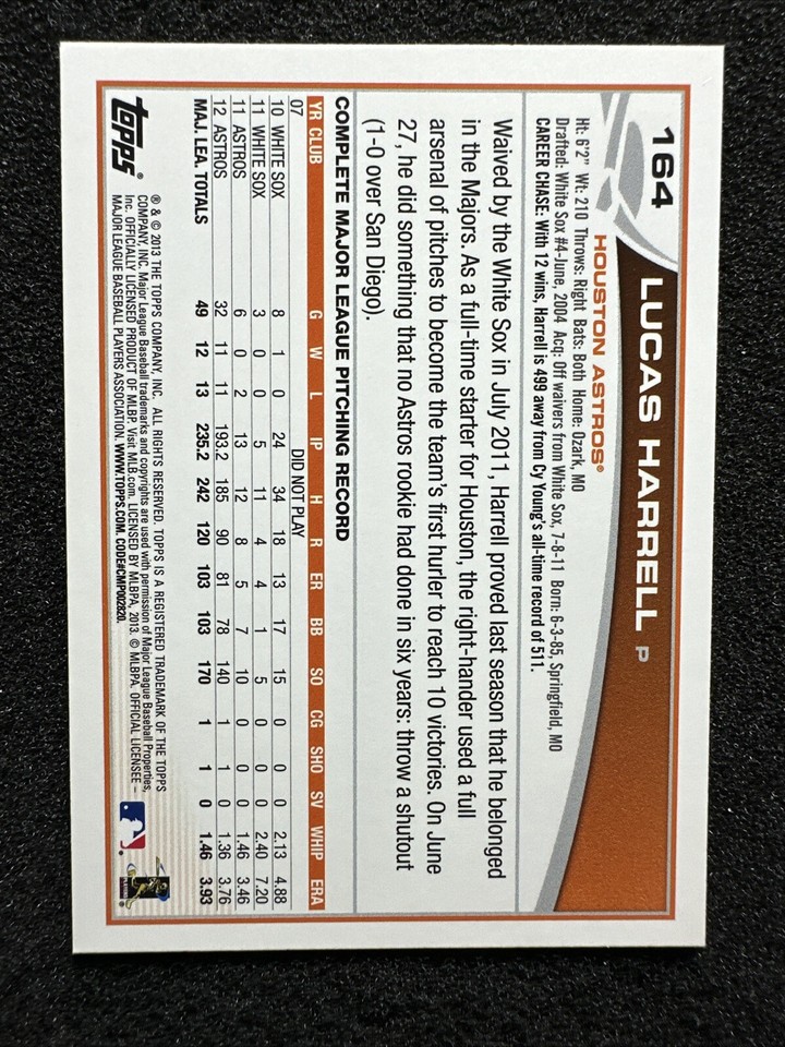 LUCAS HARRELL #164 2013 Topps Series 1 Baseball QTY Houston Astros | eBay