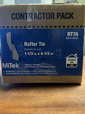 MiTek RafterTie 1 1/2" x 6 1/2" Rafter Tie/Hurricane Hanger RT7A Box of ...