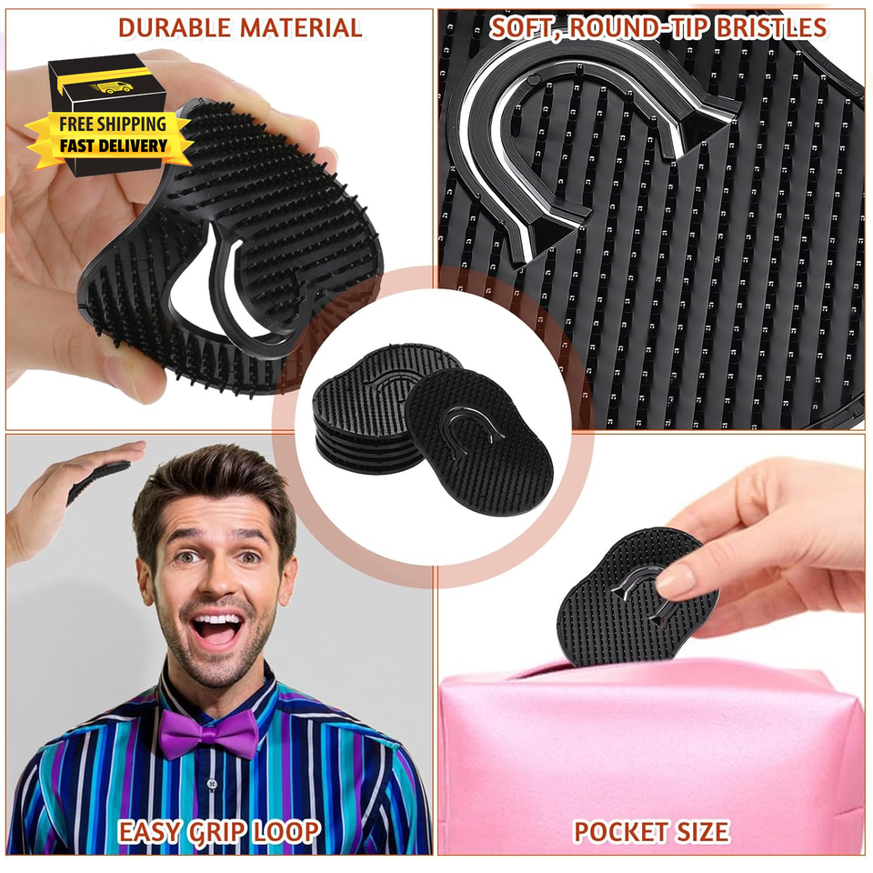 6 PCS Pocket Palm Combs for Men Black Shampoo Comb Hair Brush Scalp ...
