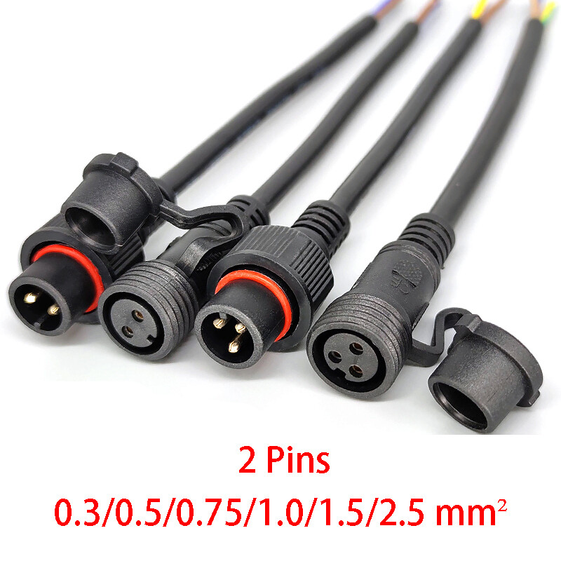 2 Pin Waterproof Electrical Cable Connector With Dust Cover Female ...
