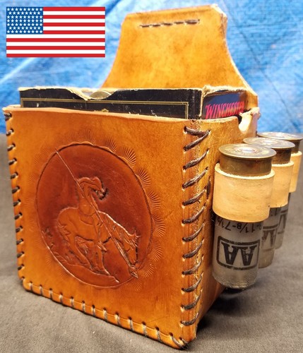 Leather Shotgun trap skeet Shell ammo Box Holder/carrier pouch shooting ...